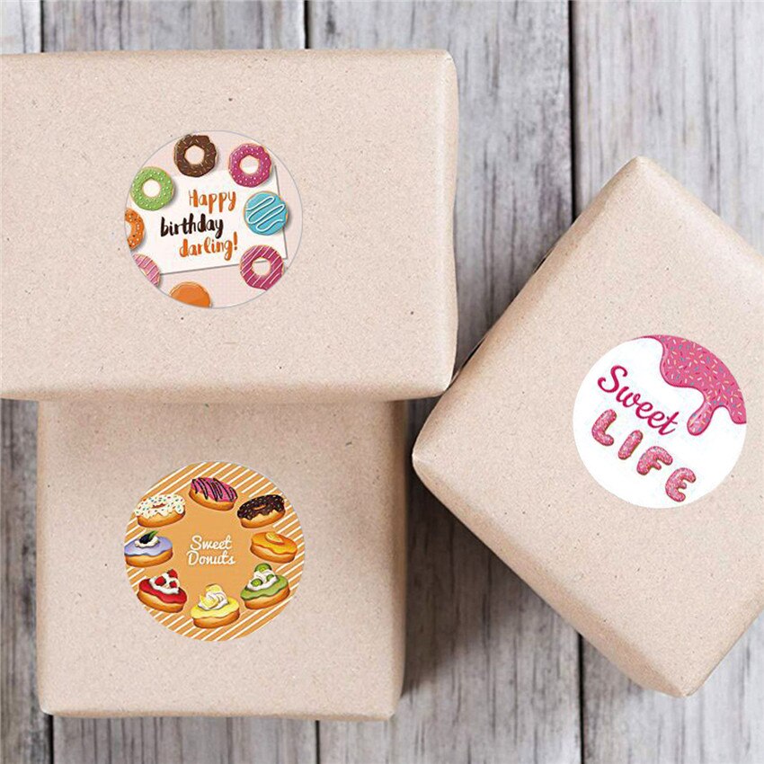 100-500pc Happy Birthday Sticker Donuts Delicious ... – Vicedeal