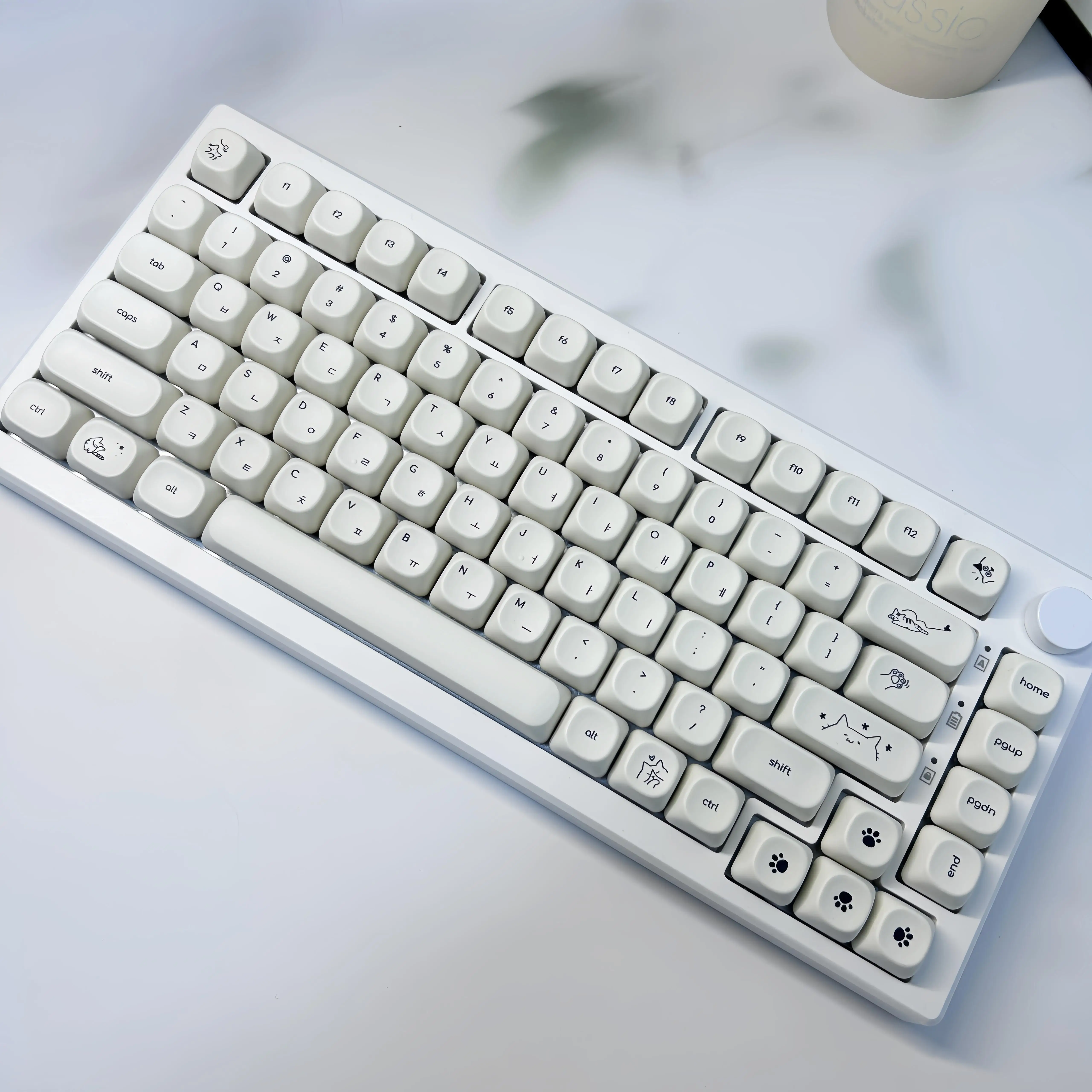 Simple Milky White Cute Cat Theme Keycap 124Keys P... – Grandado