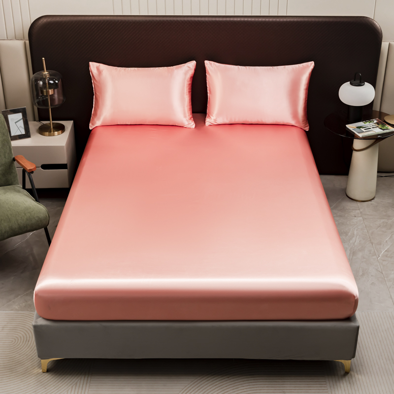 1Pc Satin Fitted Sheet Solid Colour Twin Full Quee... – Grandado