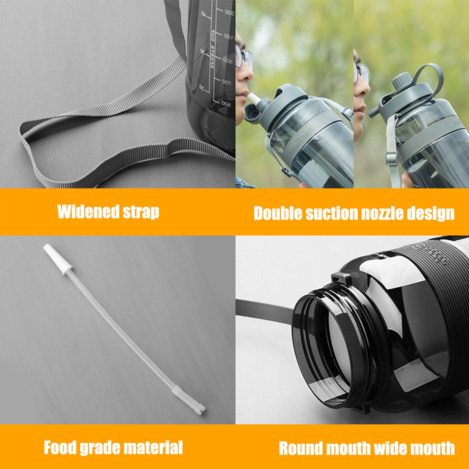 3 Liter Fitness Sports Water Bottle With Straw Pla... – Grandado