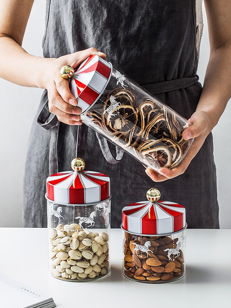 Nordic carousel glass sealed jar-coffee, tea, cand... – Vicedeal