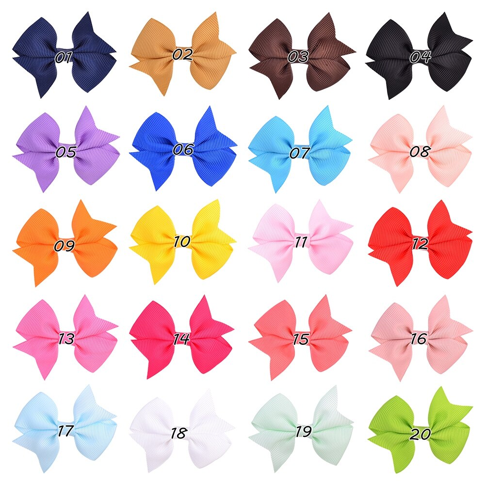 20pcs/lot Solid Ribbon Bows Small Hair Clip For Ba... – Grandado
