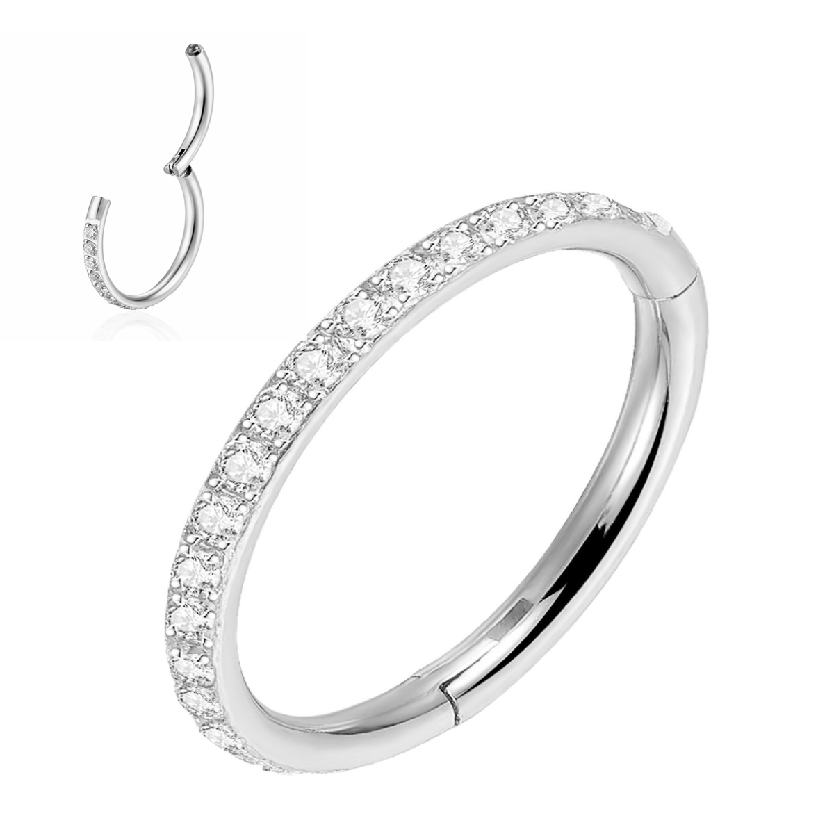 Stainless Stee Piercing Hinged Segment Hoops CZ St... – Grandado