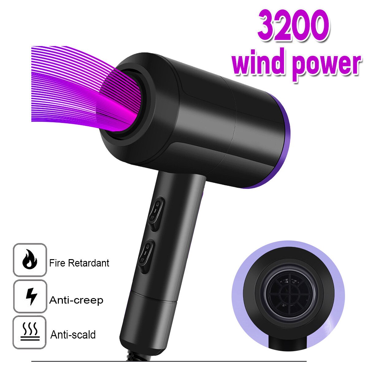 3200W Strong Power Electric Hair Dryer Ionic /cold... – Grandado