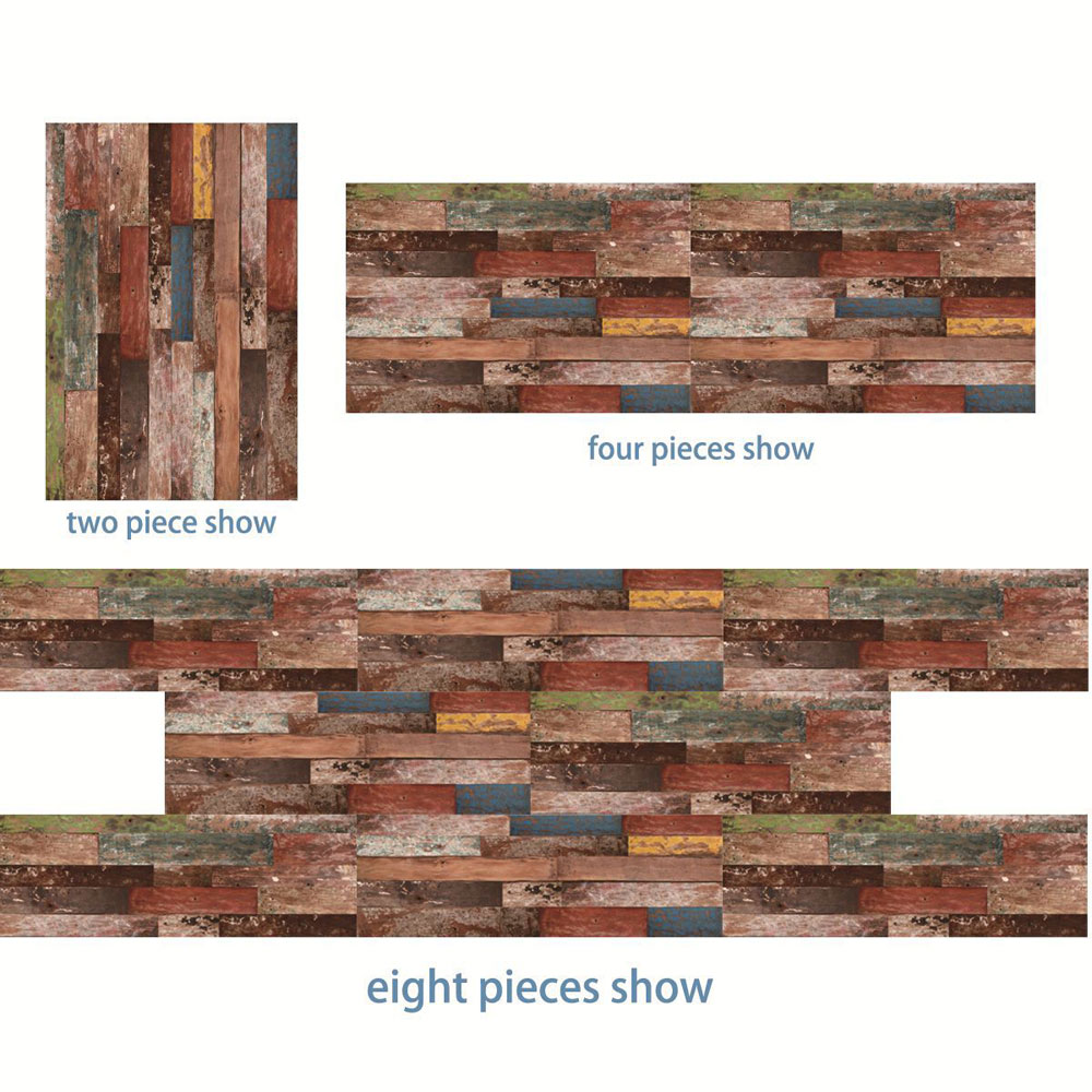 Wood grain pattern 3D wall sticker living room bed... – Grandado