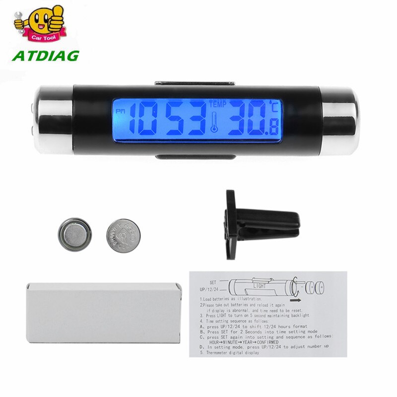 2in1 Car Digital LCD Temperature Thermometer Clock... – Vicedeal