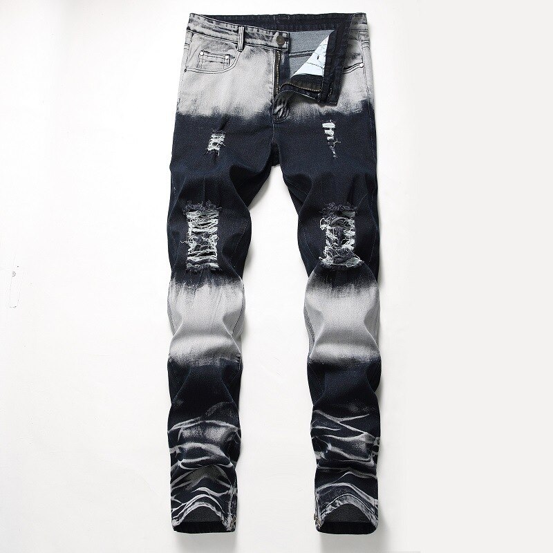 Men's Ripped Jeans Slim Straight Jeans Brand C... – Grandado