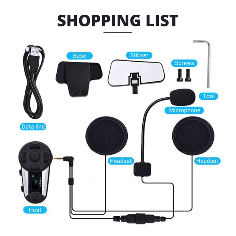 Motorcycle Helmet Headphone 1200M 6 Riders Connect... – Grandado