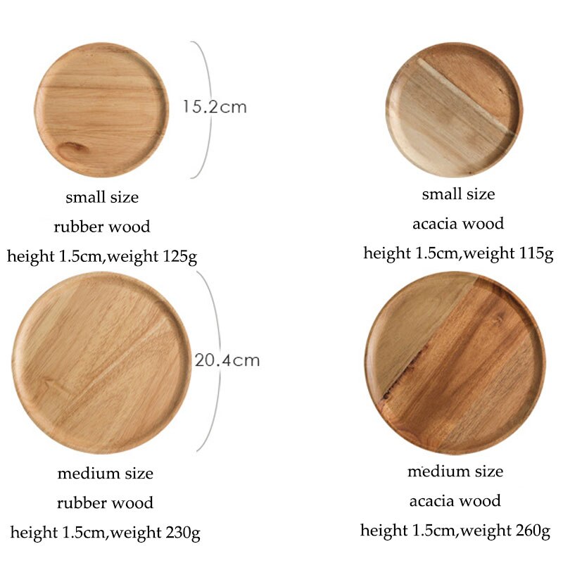 Natural Life Wooden Plates Round Solid Wood Pan Fr... – Grandado