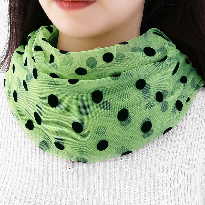 Women's Dot Flocking Mesh Silk Scarf Summer Lo... – Vicedeal