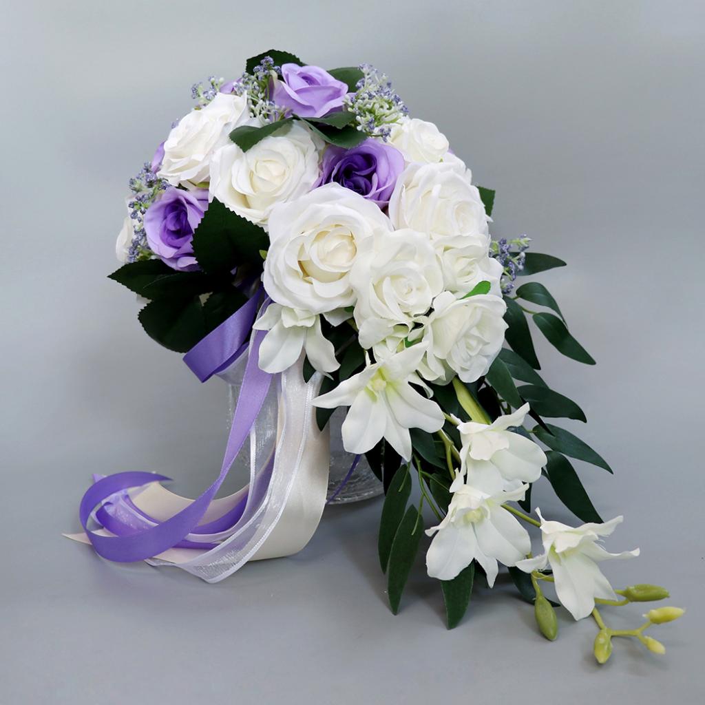 Realistic Wedding Bride Bouquet Hand Tied Flower D... – Grandado