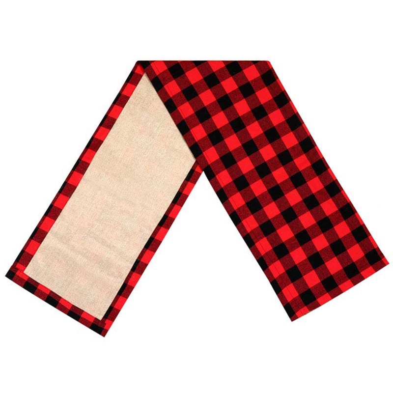 Cotton & Burlap Buffalo Check Table Runner, Christ... – Grandado