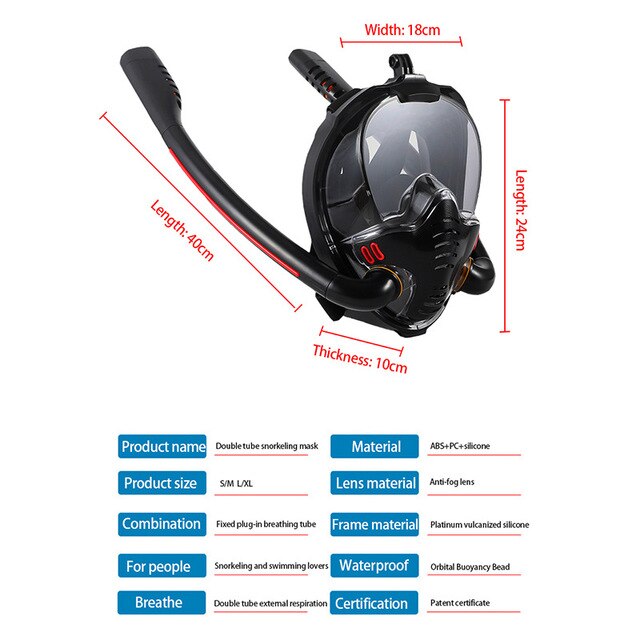 Double tube Diving mask men women Full face Scuba ... – Grandado