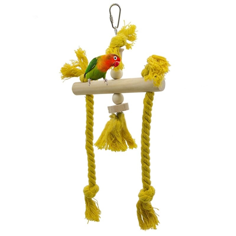 Parrot Swing Wooden Funny Cotton Rope Interactive ... – Vicedeal