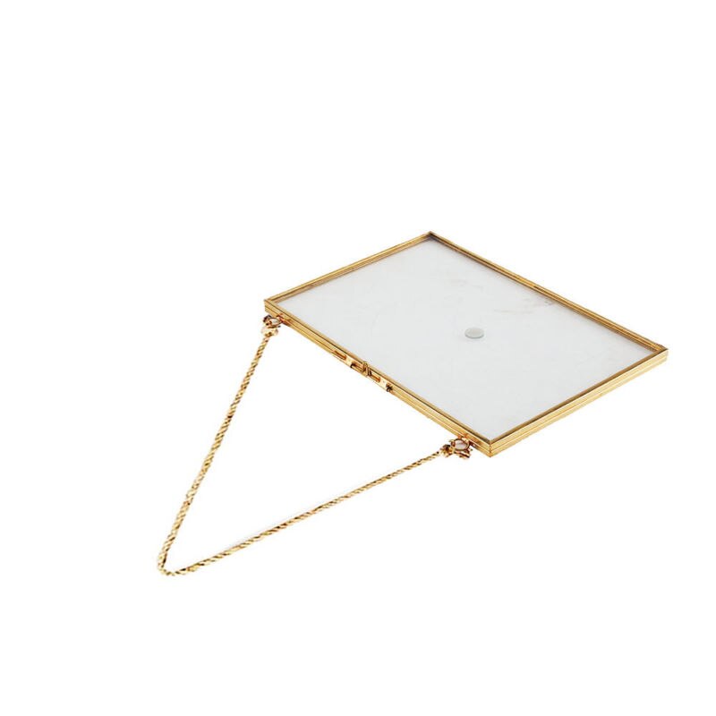 Antique Brass Hanging Picture Frame Metal Glass Po... – Vicedeal