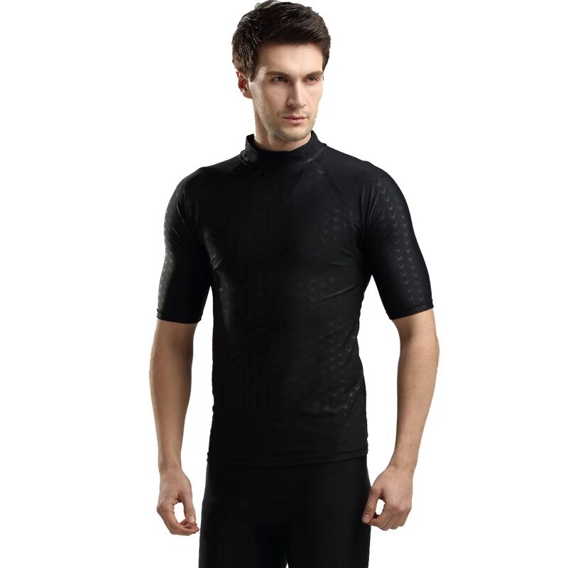 SBART Shark Skin Men Surf Rash Guard Shirt Sun Pro... – Grandado