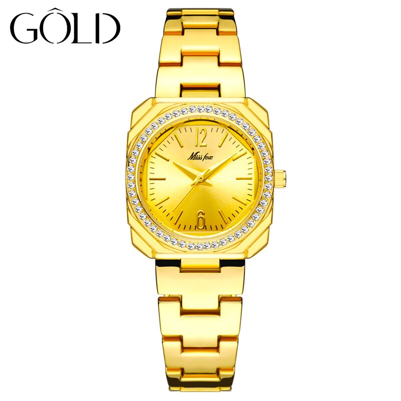 GOLD ladies watch luxury 18K gold female watch lad... – Grandado