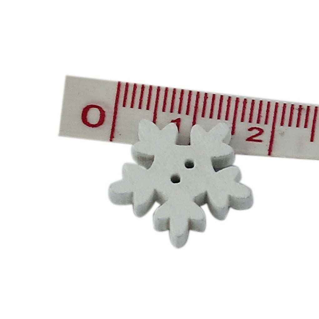 100 stk 18mm træ julesnefnug knapper børn baby diy... – Grandado