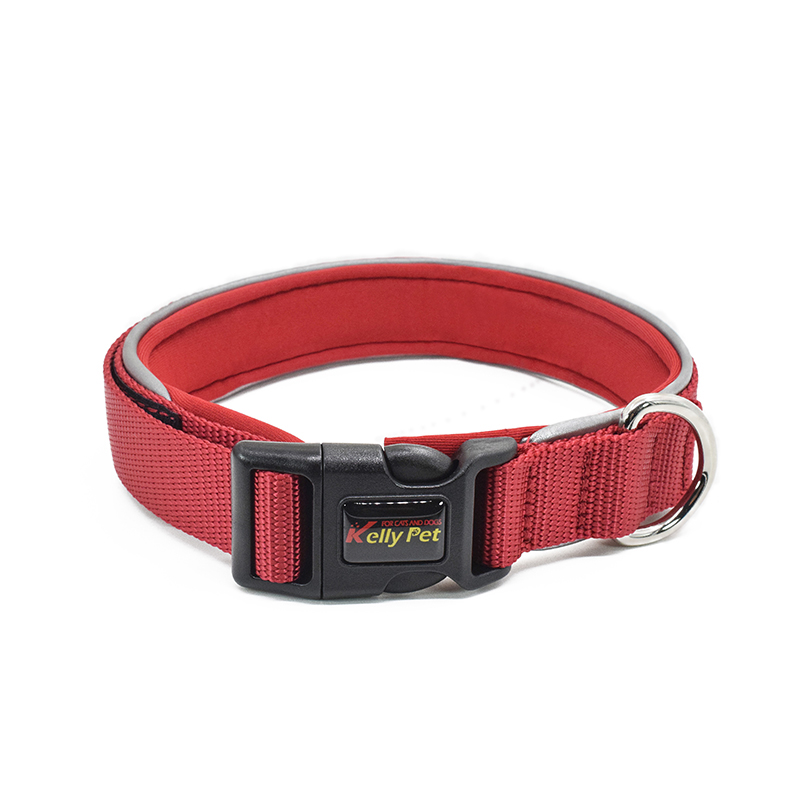 Nylon Dog collar reflective piping padded pet coll... – Grandado