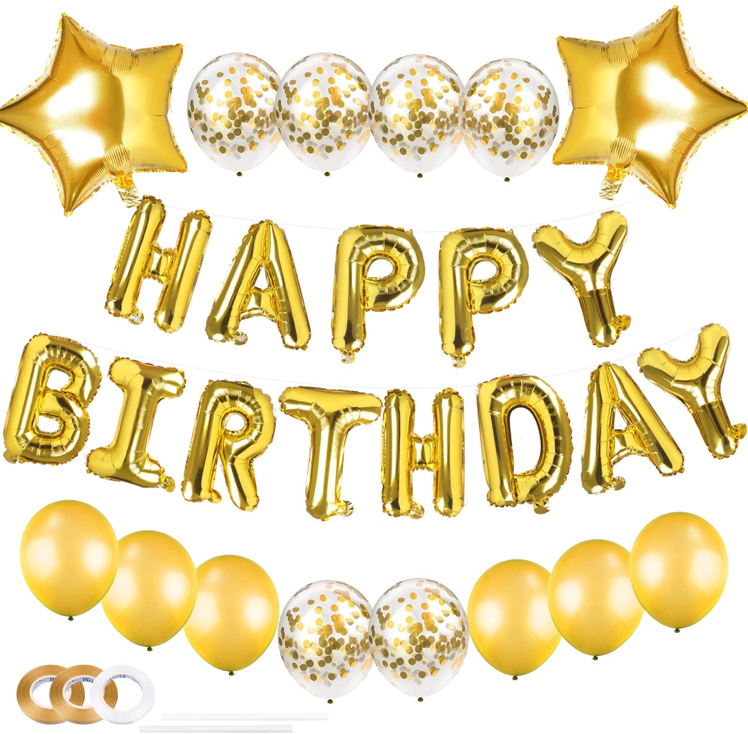 Happy Birthday Balloons Decorations Set Foil Mylar... – Grandado