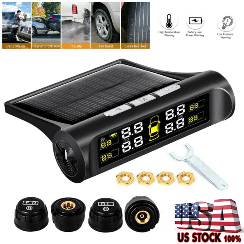 Solar Power TPMS Car Tire Pressure Alarm Monitor S... – Grandado