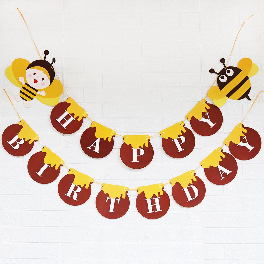 Happy Birthday Banner Bee Theme Birthday Party Bac... – Grandado