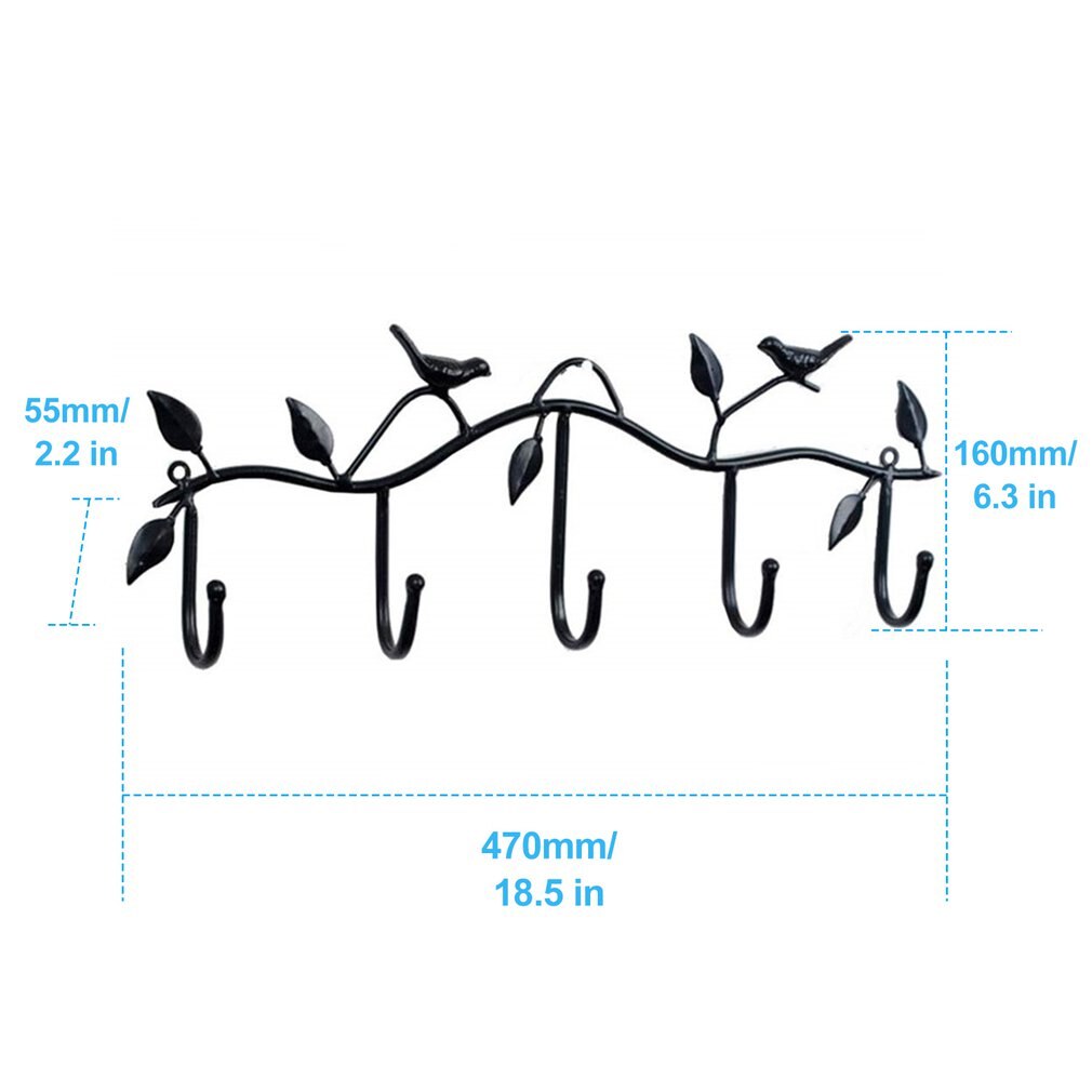 Retro 5 Hook Wrought Iron Bird Hook Hook Bird Shap... – Grandado