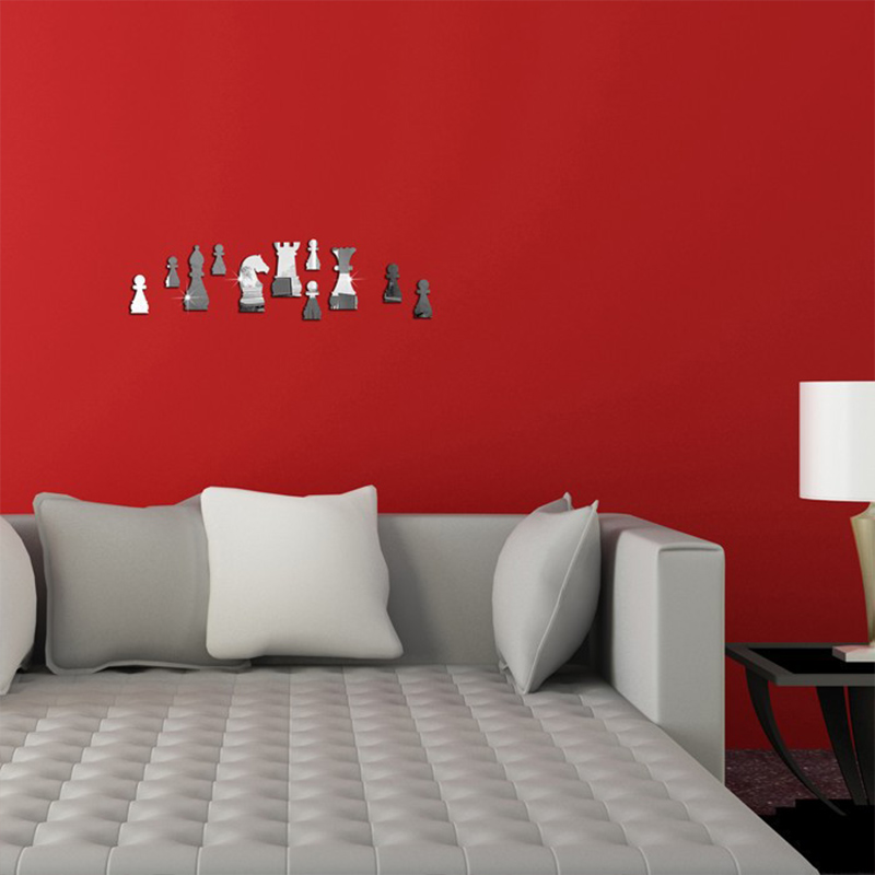 3D Acrylic Mirror Wall Sticker Chess Wall Sticker ... – Grandado