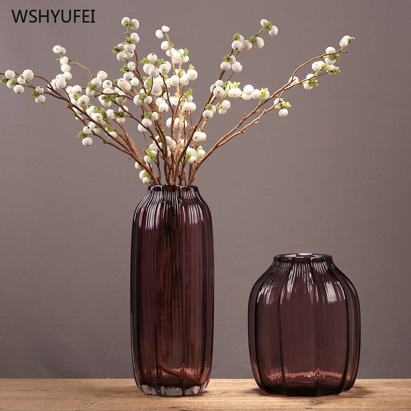 Wavy line glass vase purple transparent glass hydr... – Grandado
