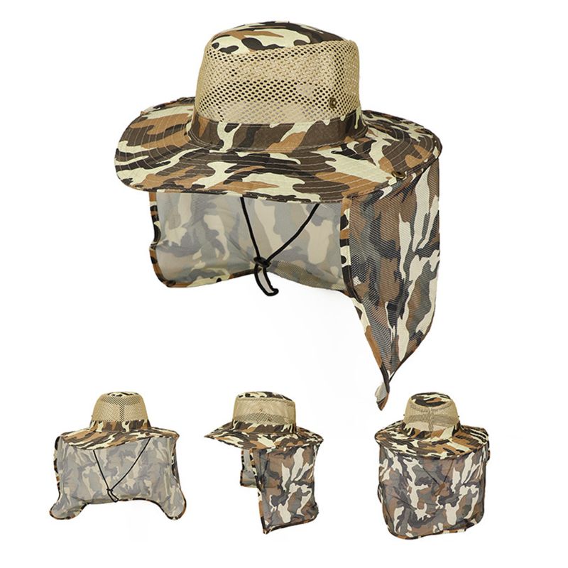 Unisex Camouflage Bucket Hat with Mesh Neck Flap F... – Grandado
