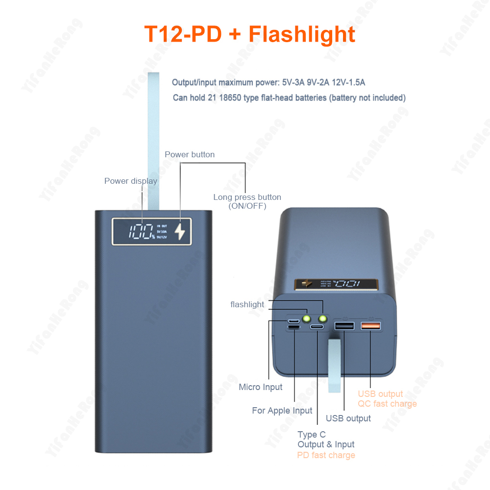 Dual USB 21*18650 Power Bank Battery Box Support Q... – Grandado