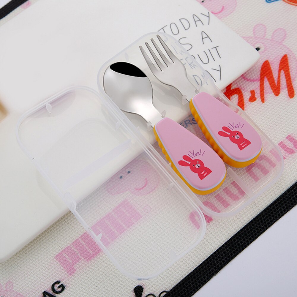 baby Feeding Spoon Fork Set Stainless Steel Toddle... – Vicedeal