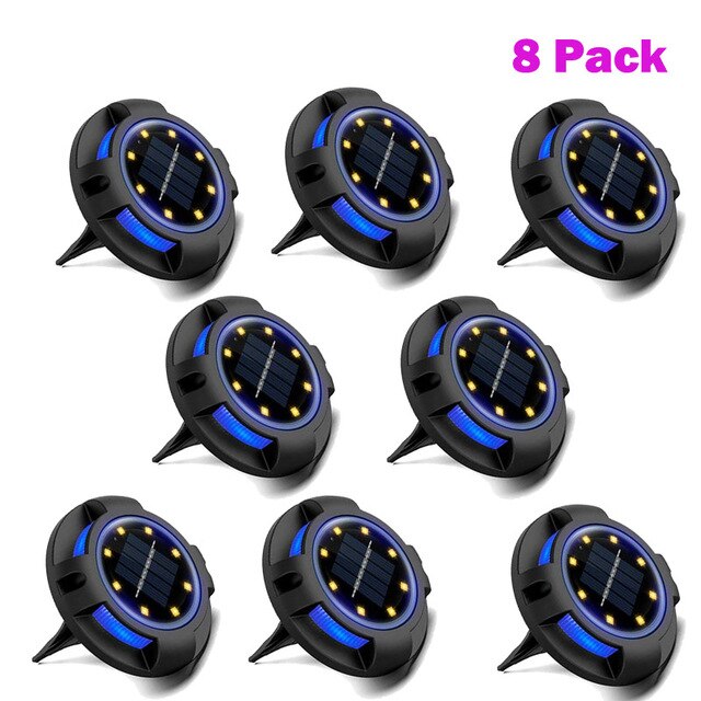 Solar Boden Lichter 8 LED Disk Lichter Solar Betri... – Vicedeal