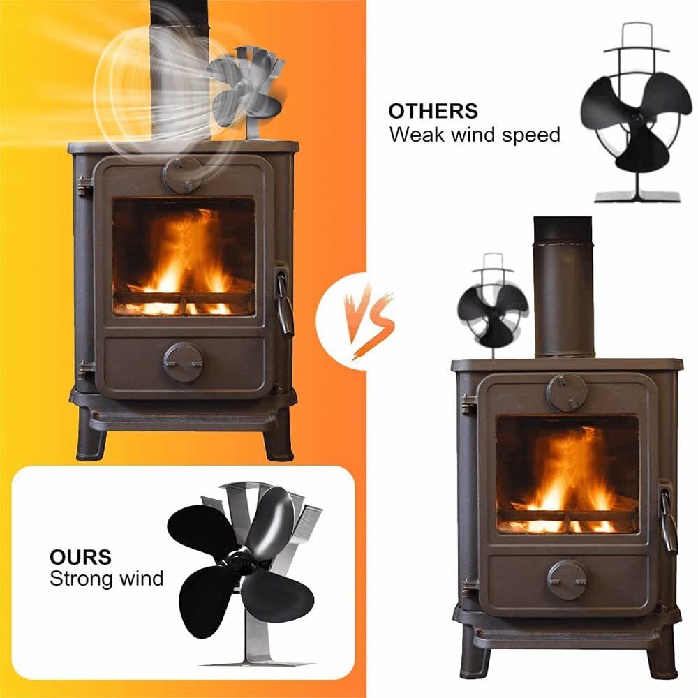 Four Leaf Fireplace Fan Heating Fans Fire Wood Sto... – Grandado