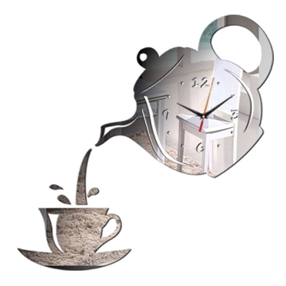 Coffee Cup Teapot DIY Wall Clock 3D Wall Clock Dec... – Grandado