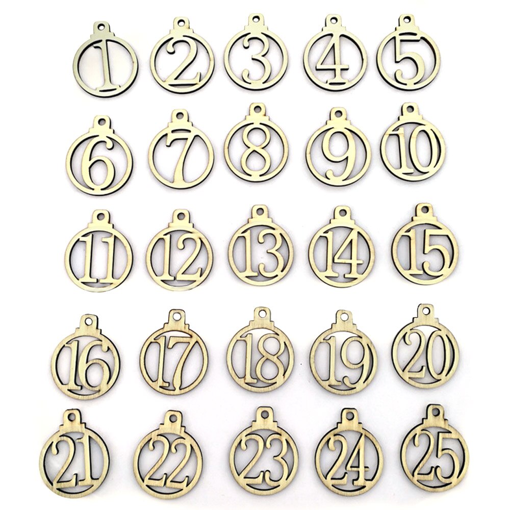 1-25 Vintage Christmas Calendar Number Label Woode... – Grandado