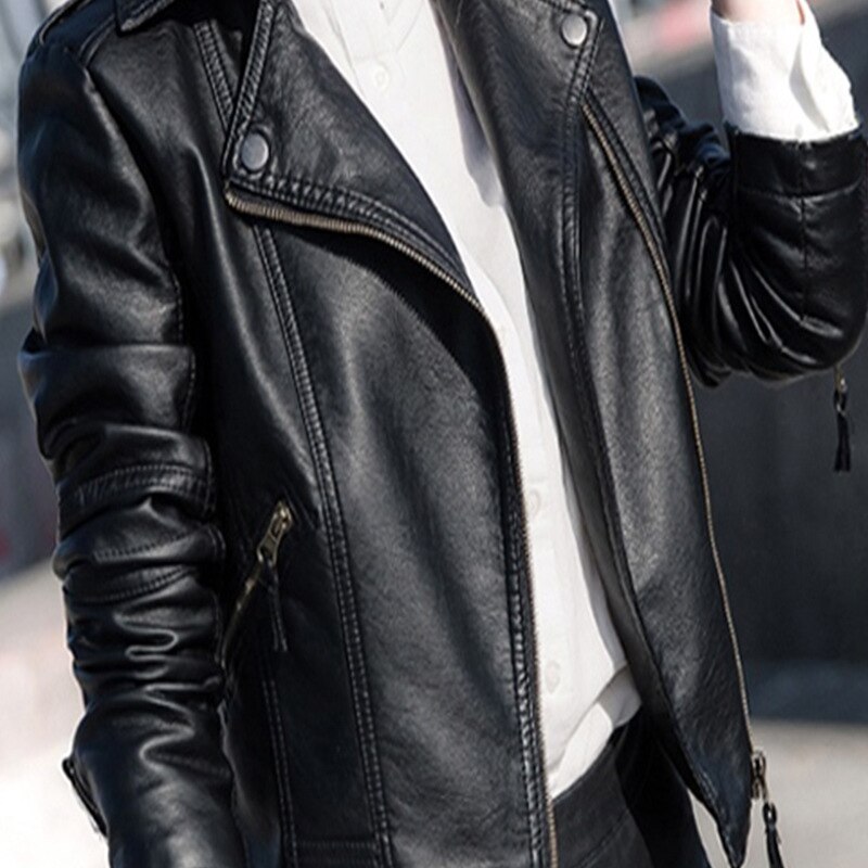 GOOHOJIO Zipper Turndown Collar Women Pu Leather J... – Grandado