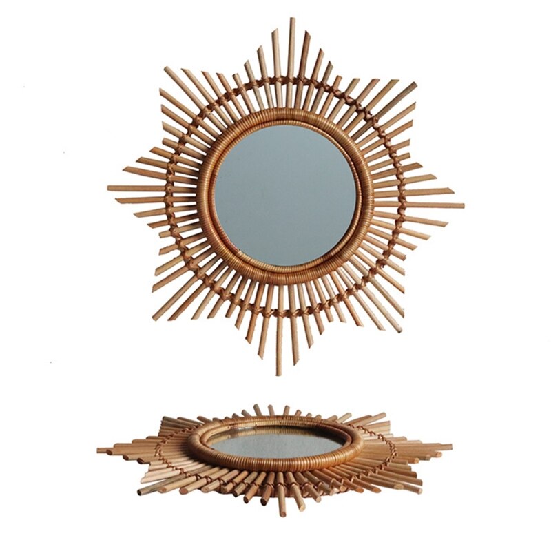 Nordic Rattan Handmade Mirror Flower Sun Frame Nat... – Grandado