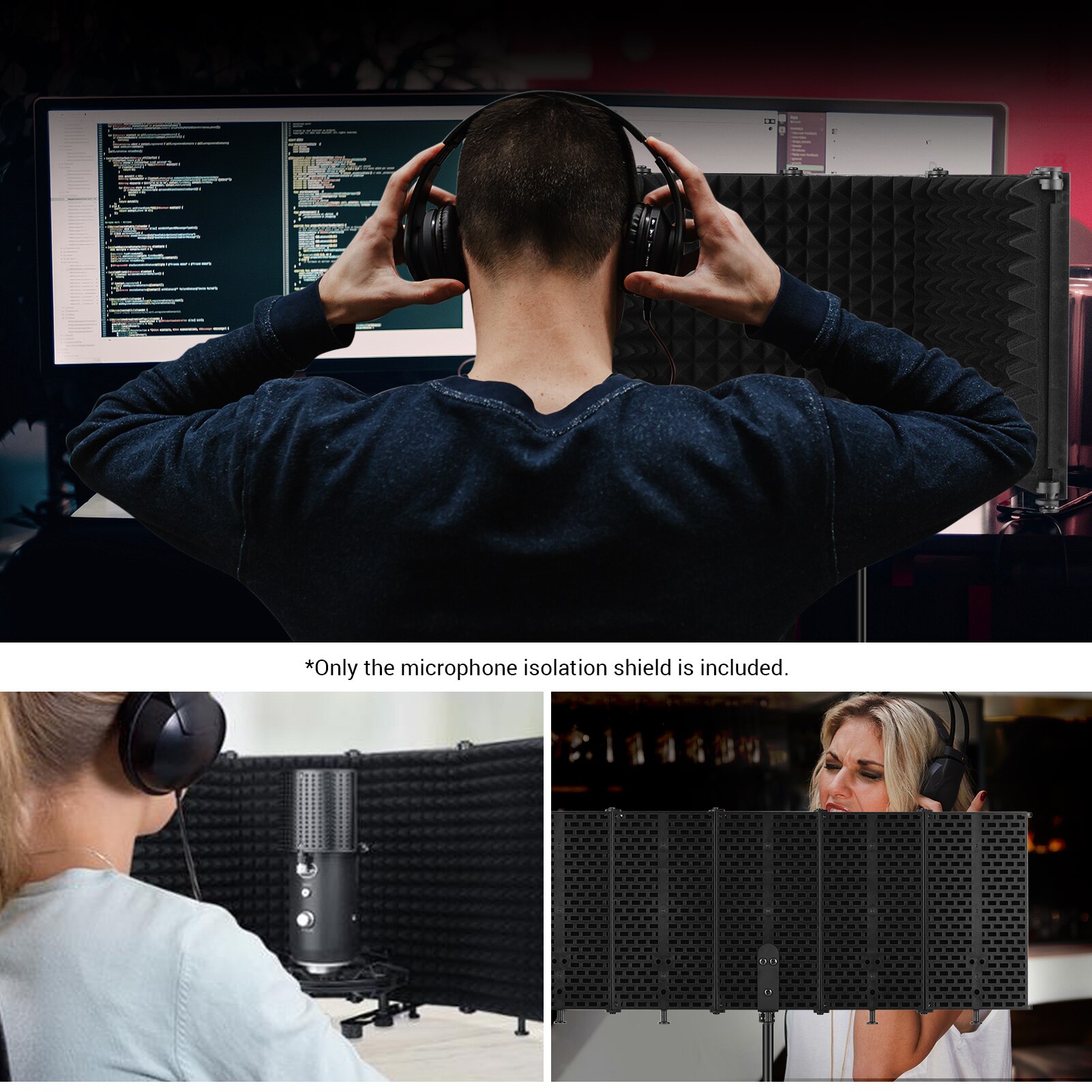 Microphone Isolation Shield Portable Tabletop Soun... – Grandado