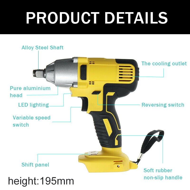 18V 110-240V Cordless Electric Impact Wrench Recha... – Grandado