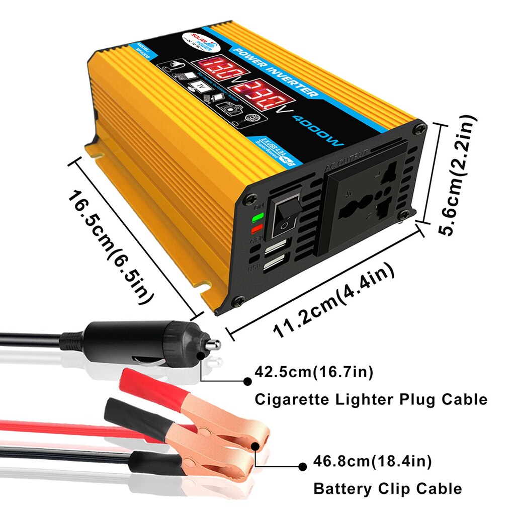 Car Power Inverter With 2 USB Ports DC 12V to 110V... – Grandado