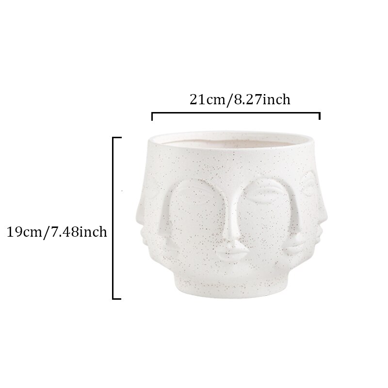 Eight-faced Human Face Ceramic Vase Figure Sculptu... – Grandado