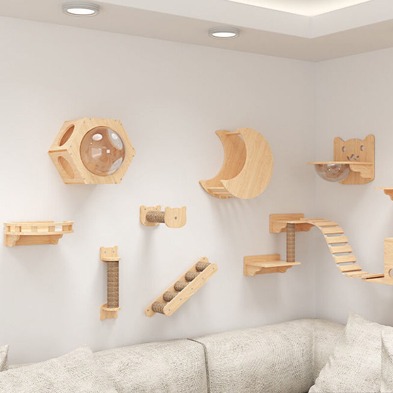 Solidwood Kat Klimrek Muur Type Diy Sisal Krabpale... – Grandado