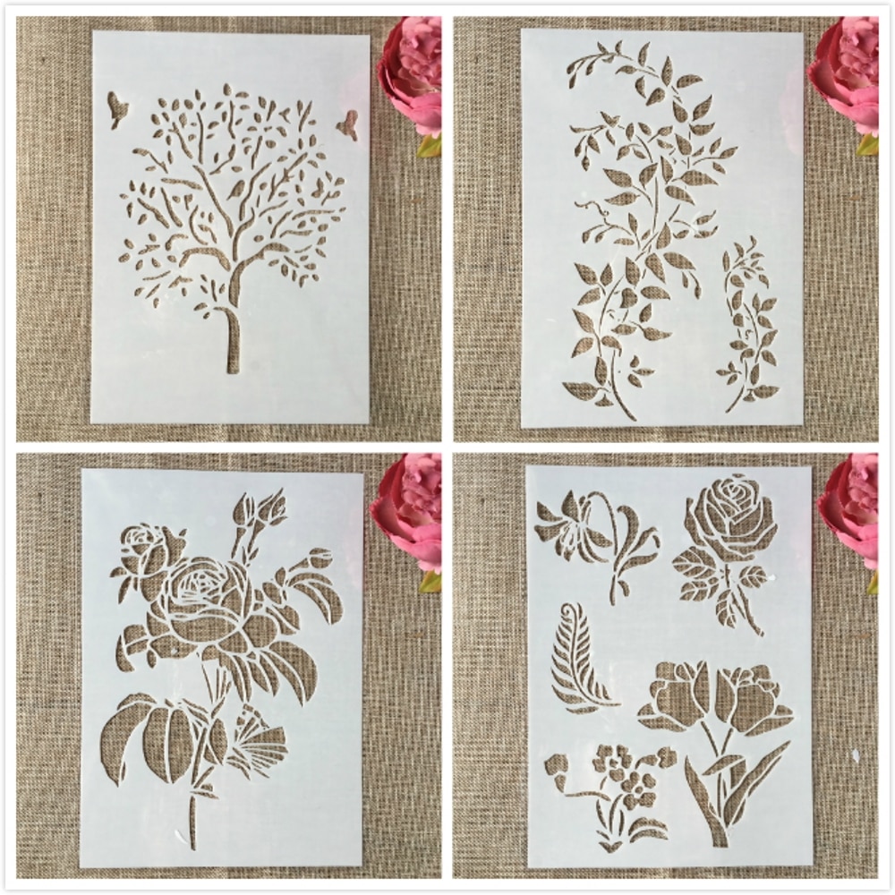 4Pcs/Lot 29cm A4 Tree Leaves Flower DIY Layering S... – Grandado