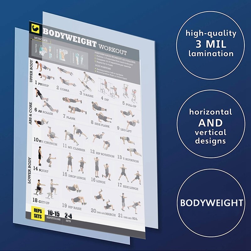 Bodyweight Exercise Poster Set Laminated 2 Chart S... – Grandado