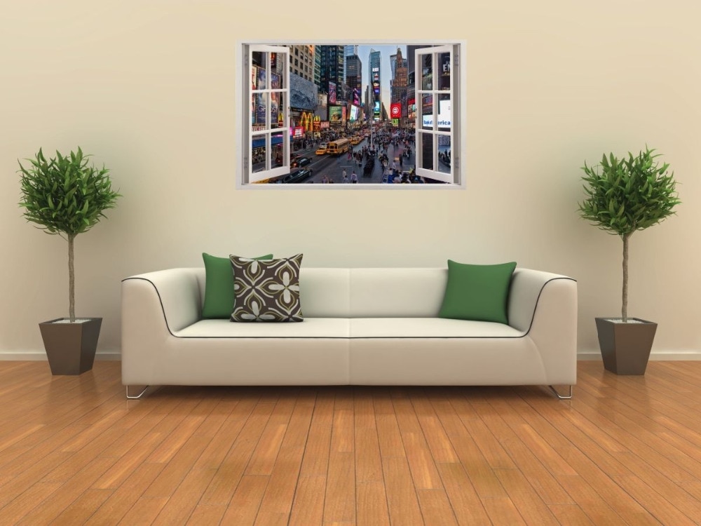 3D Effect Window WALL STICKERS YORK Times Square S... – Vicedeal
