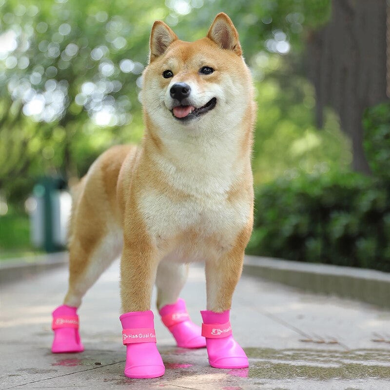 4Pcs/set Pet dog Rain Shoes Dog Booties Rubber Por... – Vicedeal