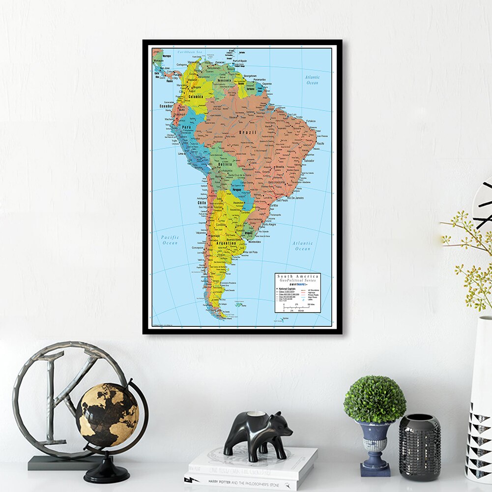 59*84cm Map of The South America Spray Canvas Pain... – Grandado