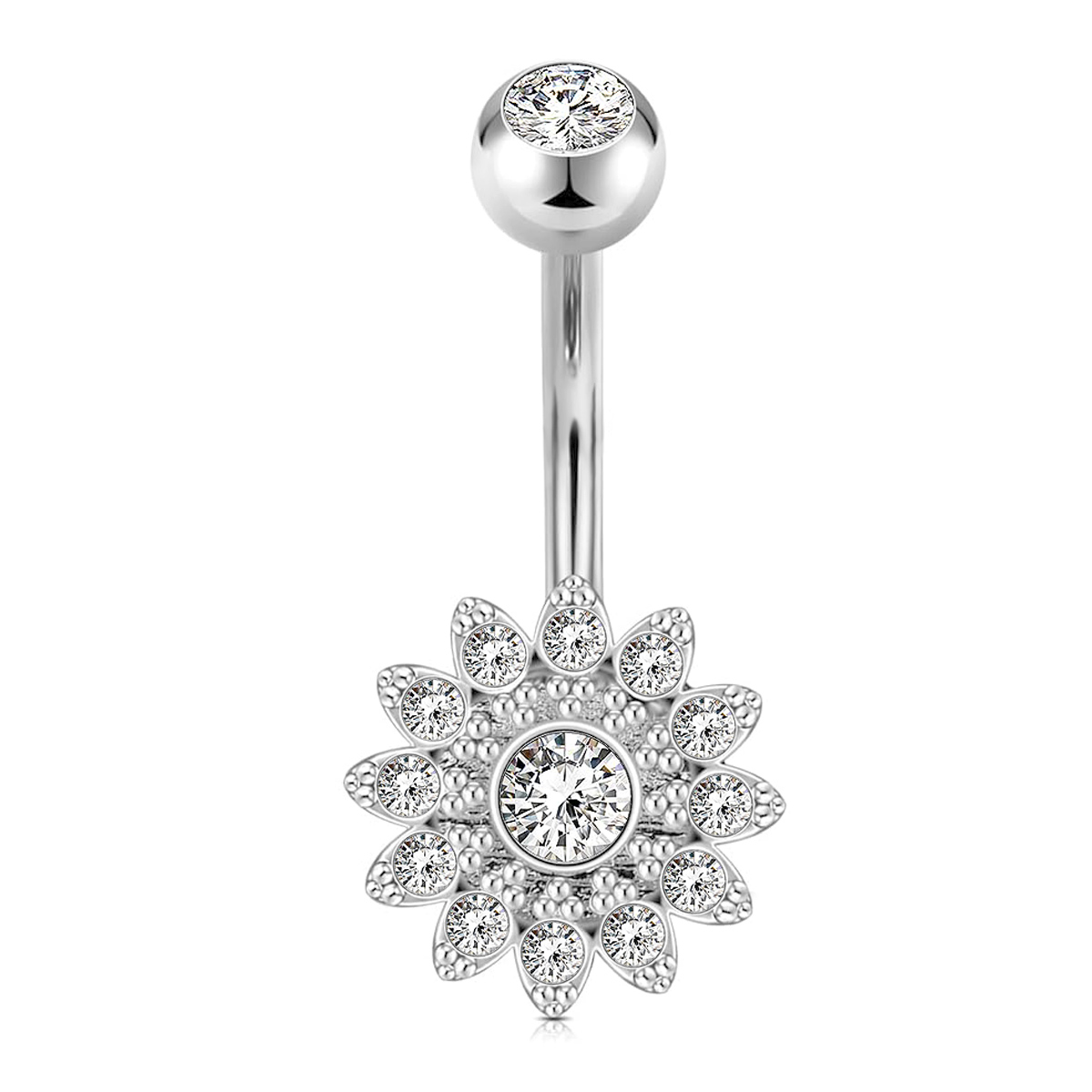 Sunflower Belly Button Ring White AB Zircon Bling ... – Grandado