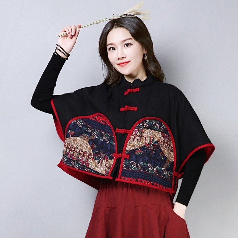 Ladies Chinese Tops Autumn Winter Retro Cape Hanfu... – Vicedeal
